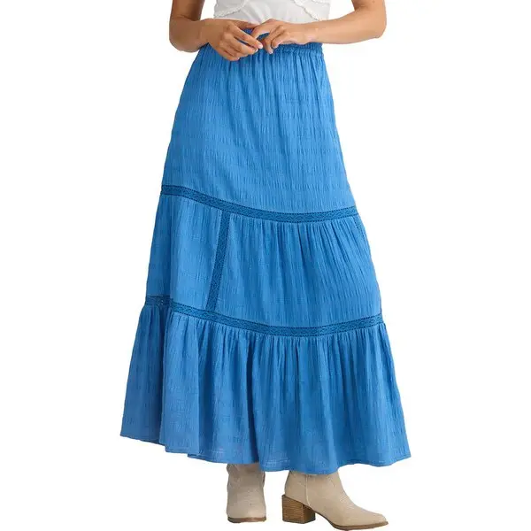 TALISMAN THE LABEL Aurora Tiered Maxi Skirt - Blue Haze