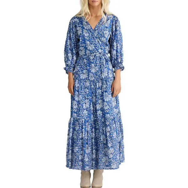 TALISMAN THE LABEL Tara Wrap Dress - Blue Blossom
