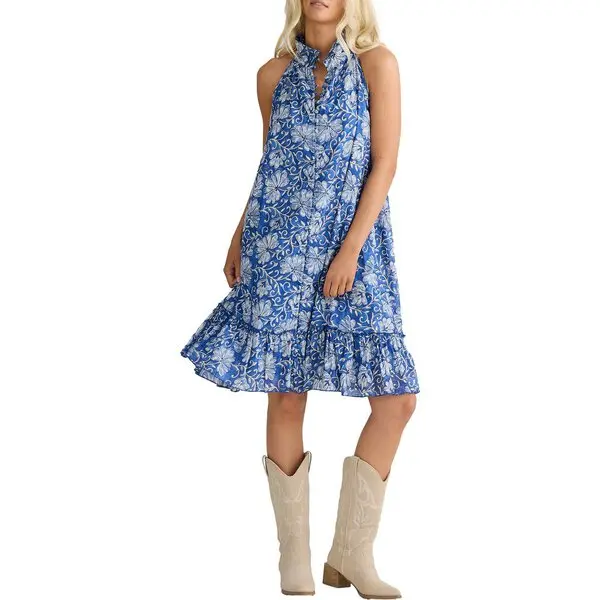 TALISMAN THE LABEL Tapas Sleeveless Dress - Blue Blossom