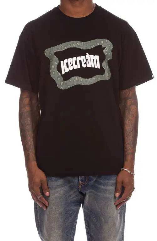 ICECREAM Leo Cotton Graphic T-shirt - Black