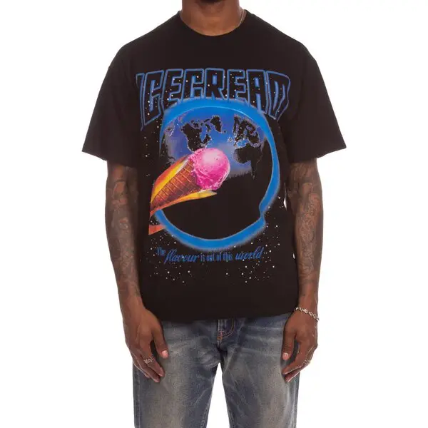 ICECREAM Streak Cotton Graphic T-shirt - Black