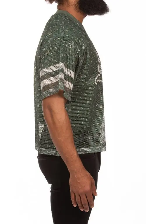 ICECREAM Eskimo Oversized Mesh V-neck Jersey With Running Dog Icon - Sycamore