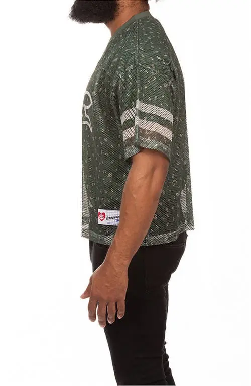 ICECREAM Eskimo Oversized Mesh V-neck Jersey With Running Dog Icon - Sycamore