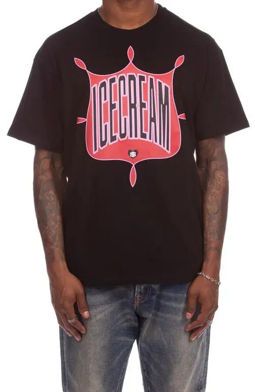 ICECREAM Emblem Cotton Graphic T-shirt - Black