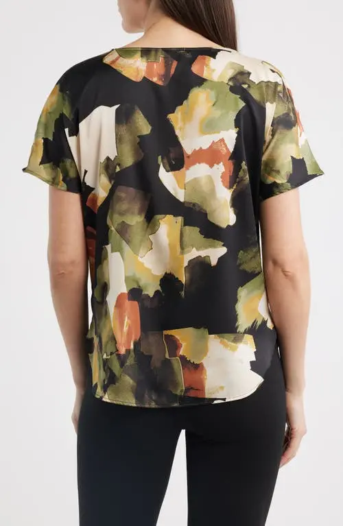 Anne Klein Abstract Print Short Sleeve Top