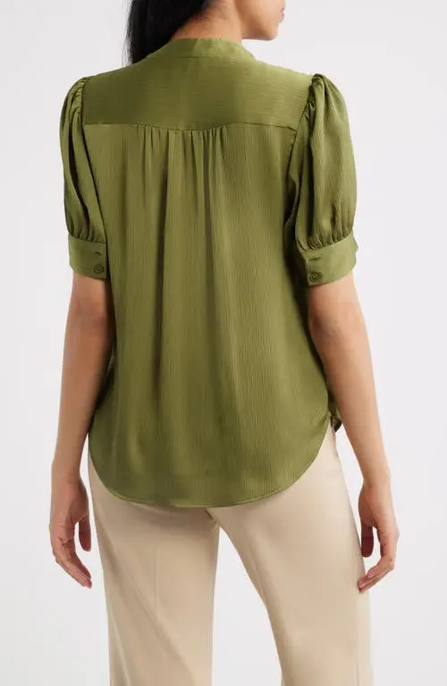 Anne Klein Crinkle Satine Top - Bay Leaf