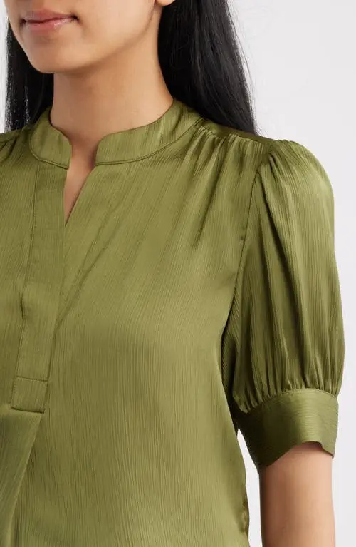 Anne Klein Crinkle Satine Top - Bay Leaf