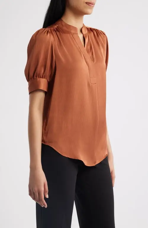 Anne Klein Crinkle Satine Top - Cedar Spice