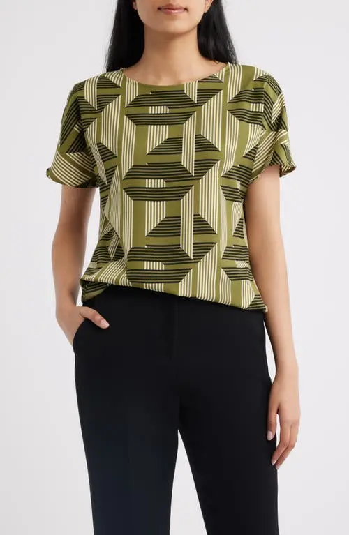 Anne Klein Geo Print Short Sleeve Top
