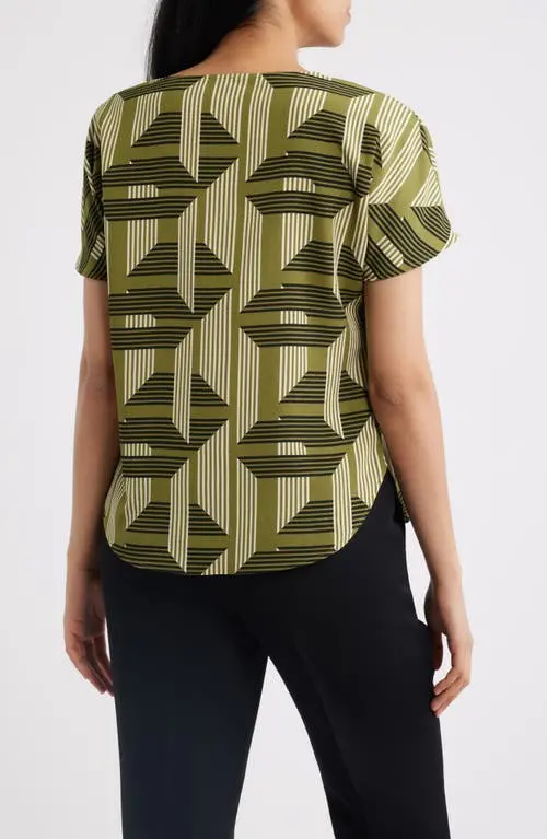 Anne Klein Geo Print Short Sleeve Top