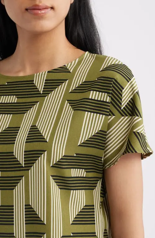Anne Klein Geo Print Short Sleeve Top