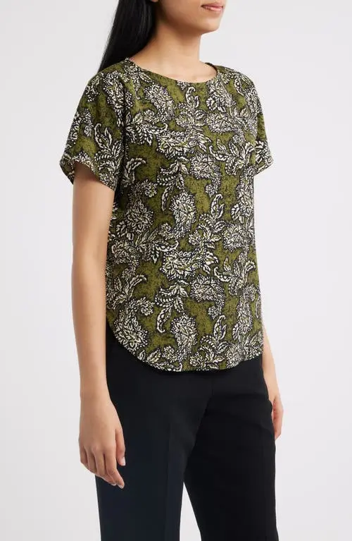 Anne Klein Paisley Print Short Sleeve Top