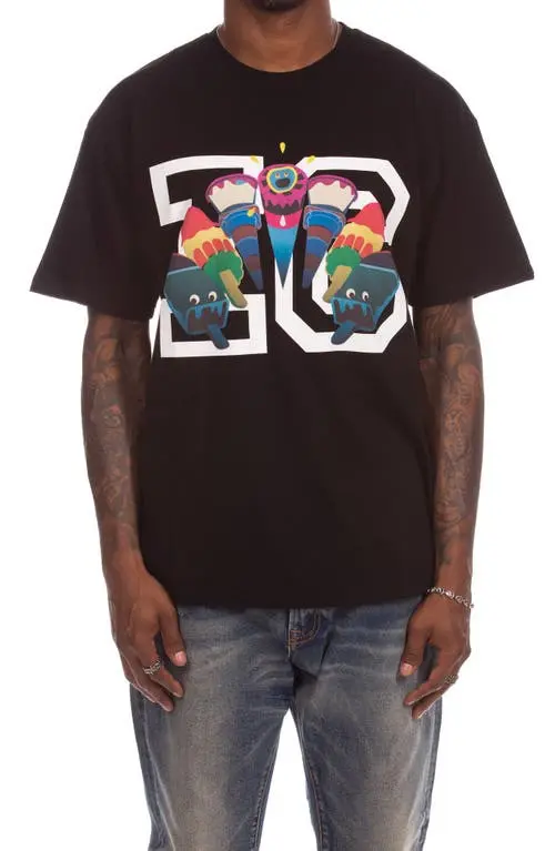 ICECREAM Friends Cotton Graphic T-shirt - Black