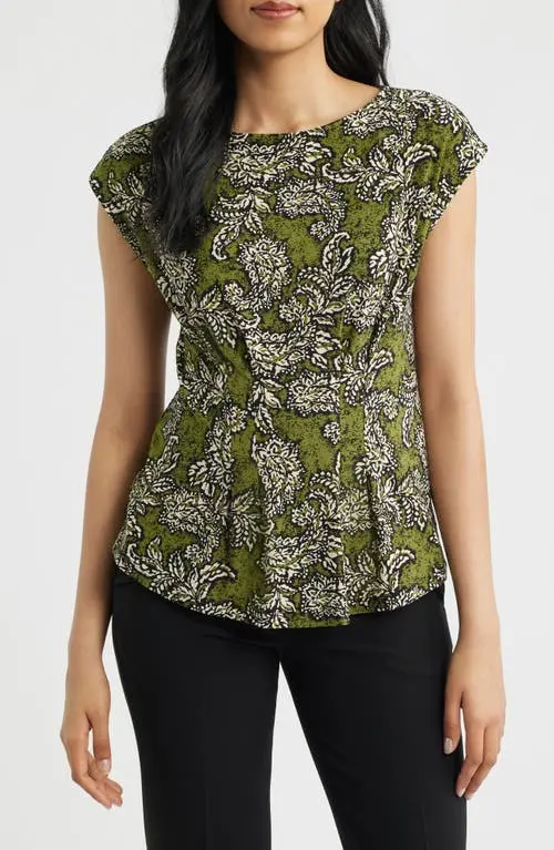 Anne Klein Print Cap Sleeve Top