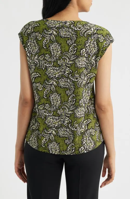 Anne Klein Print Cap Sleeve Top