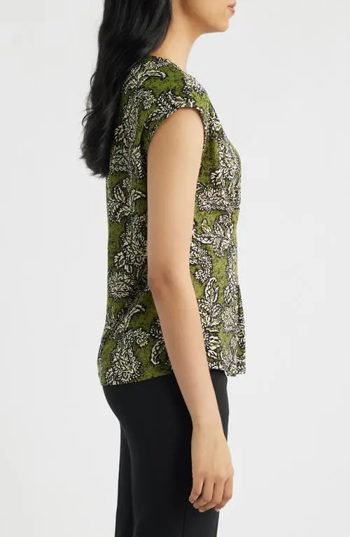 Anne Klein Print Cap Sleeve Top