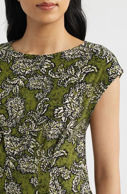 Anne Klein Print Cap Sleeve Top