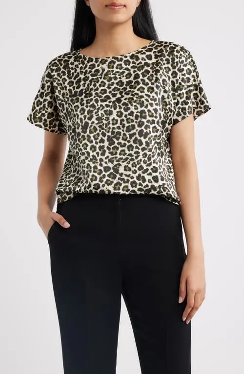 Anne Klein Leopard Print Short Sleeve Top