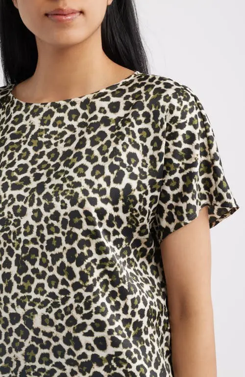 Anne Klein Leopard Print Short Sleeve Top