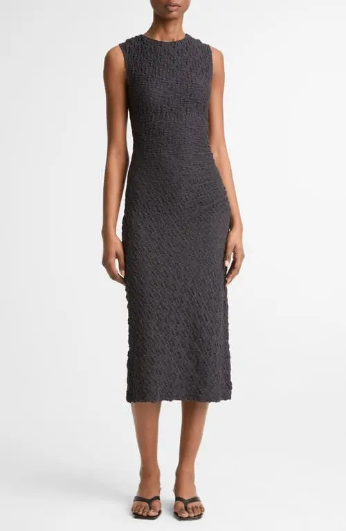 Vince Textured Ruched Sleeveless Dress - Ink