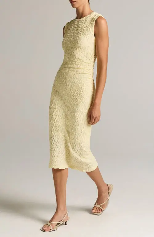 Vince Side Pleat Textured Cotton Blend Body-con Dress - Light Dandelion