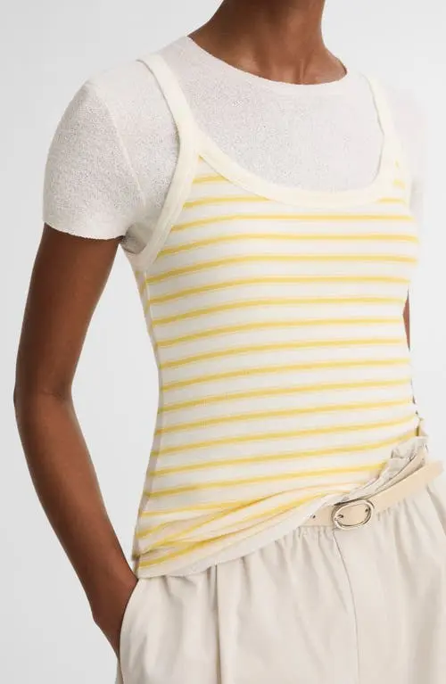 Vince Striped Pima Cotton Blend Camisole - Limone Combo