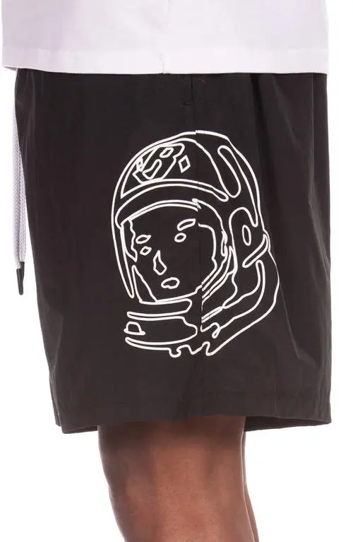 BILLIONAIRE BOYS CLUB Nylon Drawstring Shorts With Helmet Graphic - Black