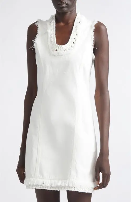 FERRAGAMO Sleeveless Denim Minidress With Crochet Neckline