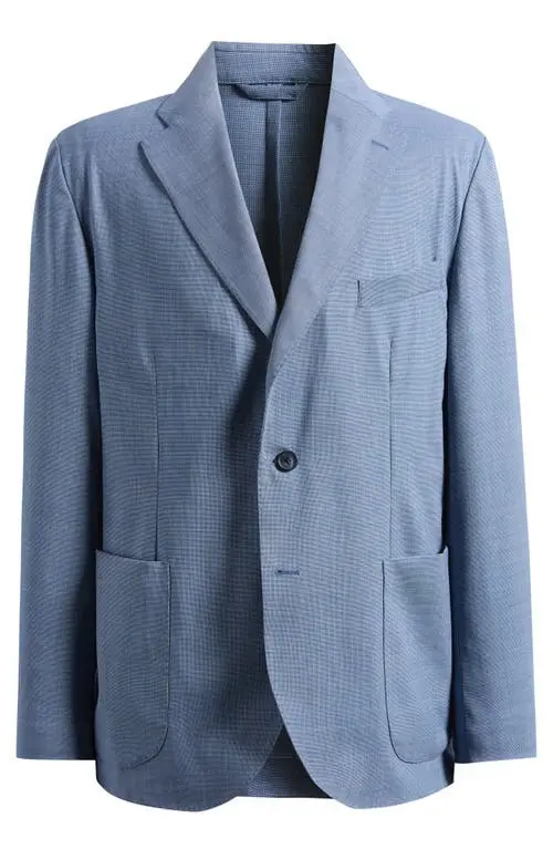 Eton Lana Tailored Fit Hopsack Tech Soft Wool Blend Blazer - Medium Blue