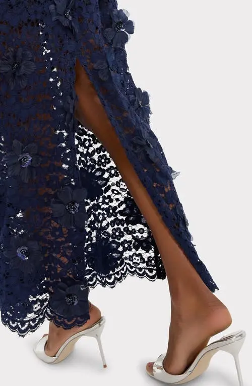 MILLY Kait Floral Lace Sequin Strapless Gown