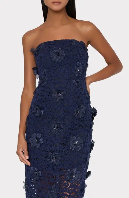MILLY Kait Floral Lace Sequin Strapless Gown