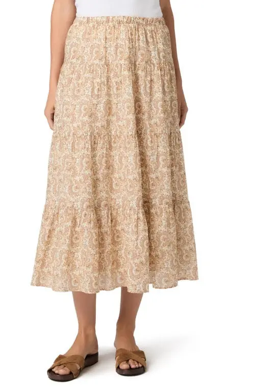 Paige Calabria Print Tiered Maxi Skirt - Bone Multi