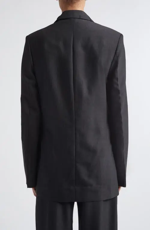Victoria Beckham Single Breasted Virgin Wool Blend Suiting Blazer - Black