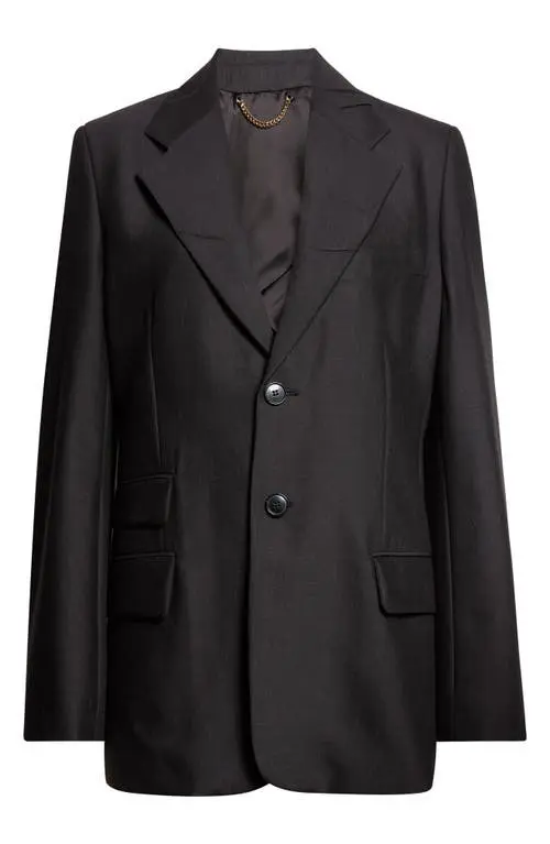 Victoria Beckham Single Breasted Virgin Wool Blend Suiting Blazer - Black