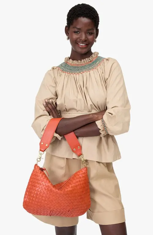 Clare V. Medium Woven Leather Messenger Bag