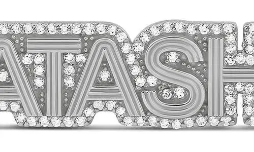 SHYMI Fluted Pave Outline Name Necklace - Silver