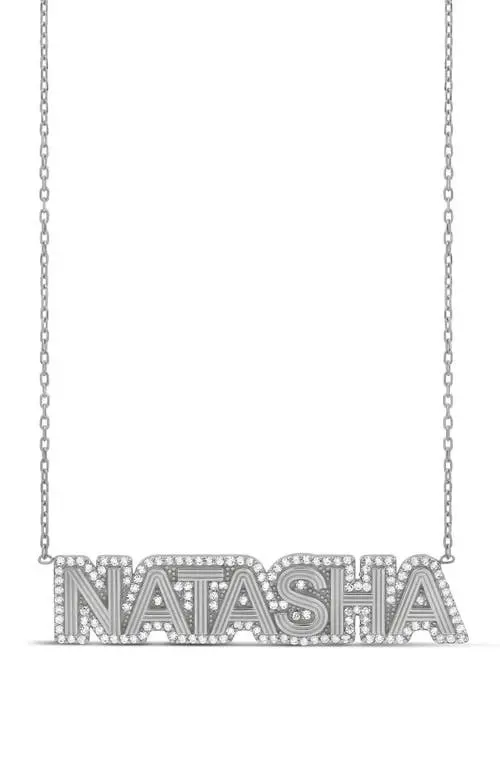 SHYMI Fluted Pave Outline Name Necklace - Silver