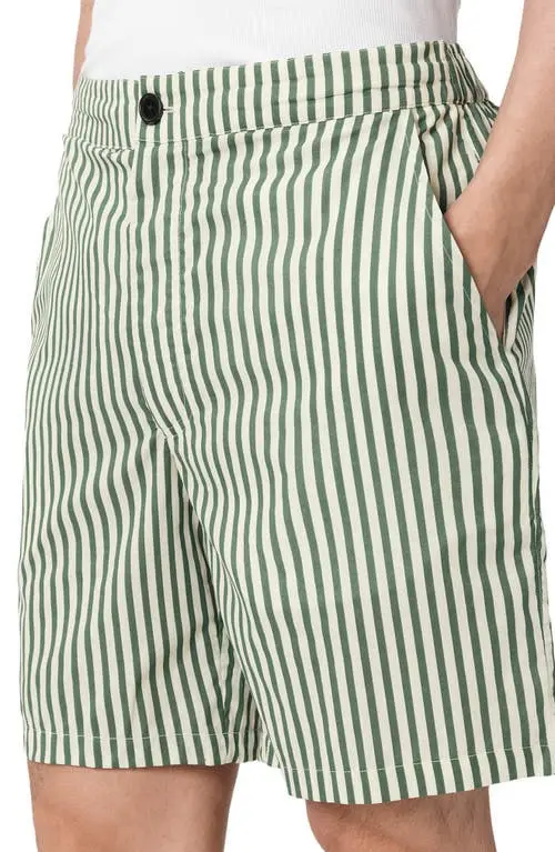 ALLSAINTS Chopin Vertical Stripe Tailored Shorts - White/green