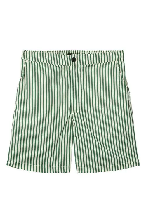 ALLSAINTS Chopin Vertical Stripe Tailored Shorts - White/green