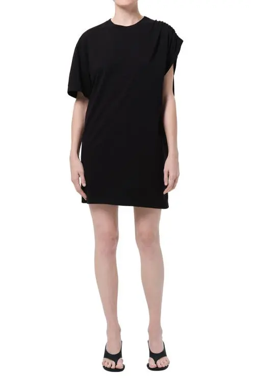 AGOLDE Roma Asymmetrical Sleeve Organic Cotton Dress - Black