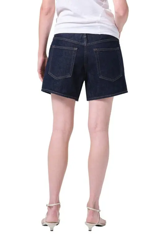 AGOLDE High Waist Relaxed Long Denim Shorts - Rinse Dk Basic Ind Rinse