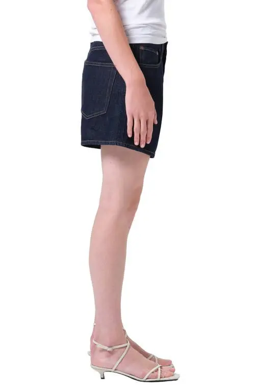 AGOLDE High Waist Relaxed Long Denim Shorts - Rinse Dk Basic Ind Rinse