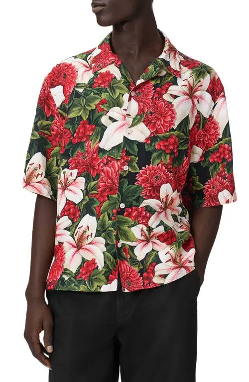 ALLSAINTS Hokkaido Floral Camp Shirt - Red