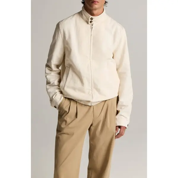 Vince Cotton & Linen Bomber Jacket - Blanco