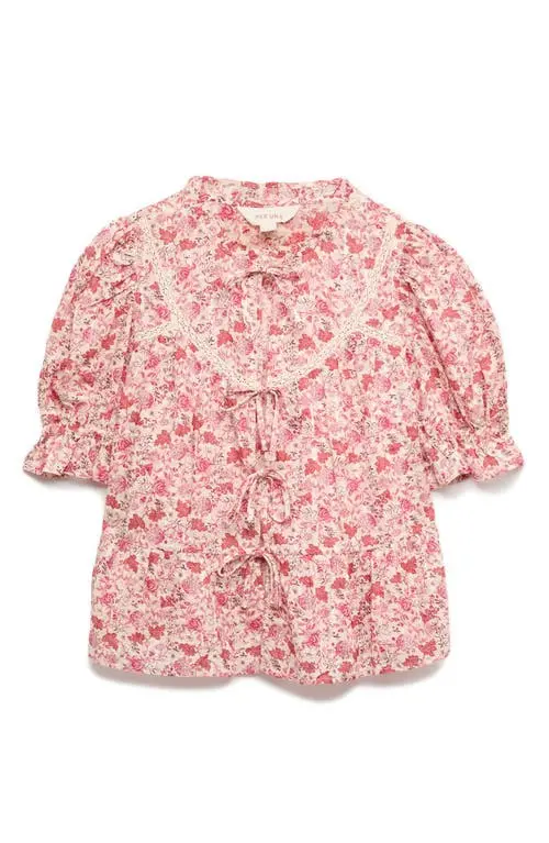 PER UNA BY M&S Floral Lace Inset Tie Front Top