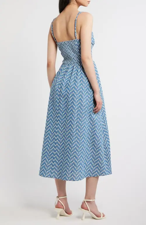 BLU PEPPER Embroidered Cotton Blend Midi Dress