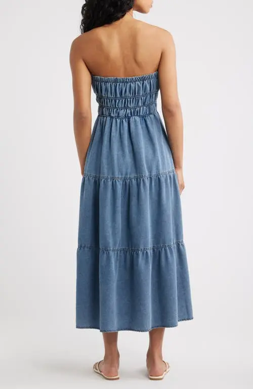 BLU PEPPER Strapless Tiered Midi Dress