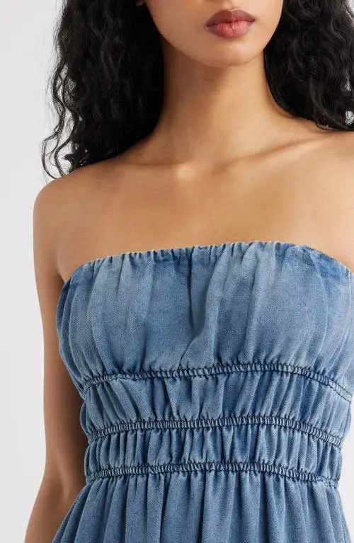 BLU PEPPER Strapless Tiered Midi Dress