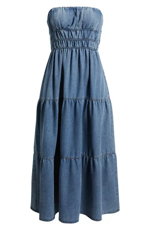 BLU PEPPER Strapless Tiered Midi Dress