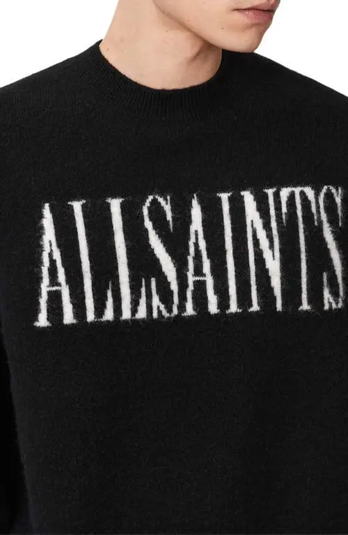 ALLSAINTS Stamp Logo Intarsia Crewneck Sweater - Black